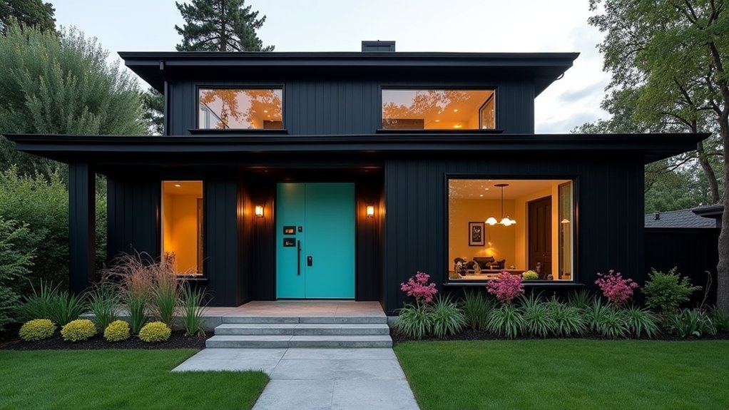 23 Black House Exterior With Accent Door For Extra Personality
