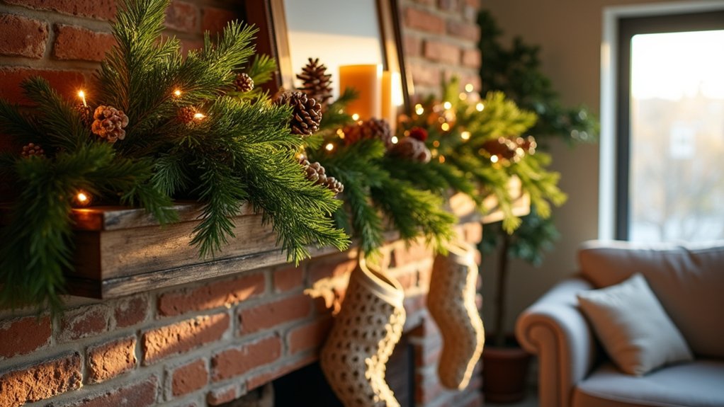 22 Winter Greenery Christmas Mantle Ideas With Pine and Cedar Accents