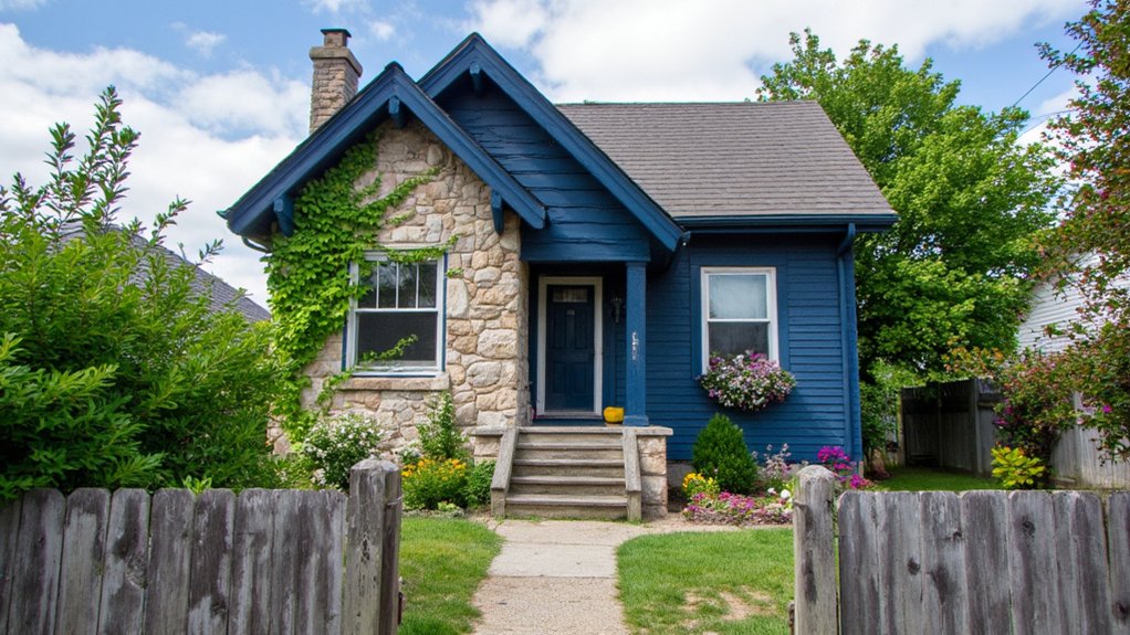 23 Blue House Exterior With Stone That Adds Texture