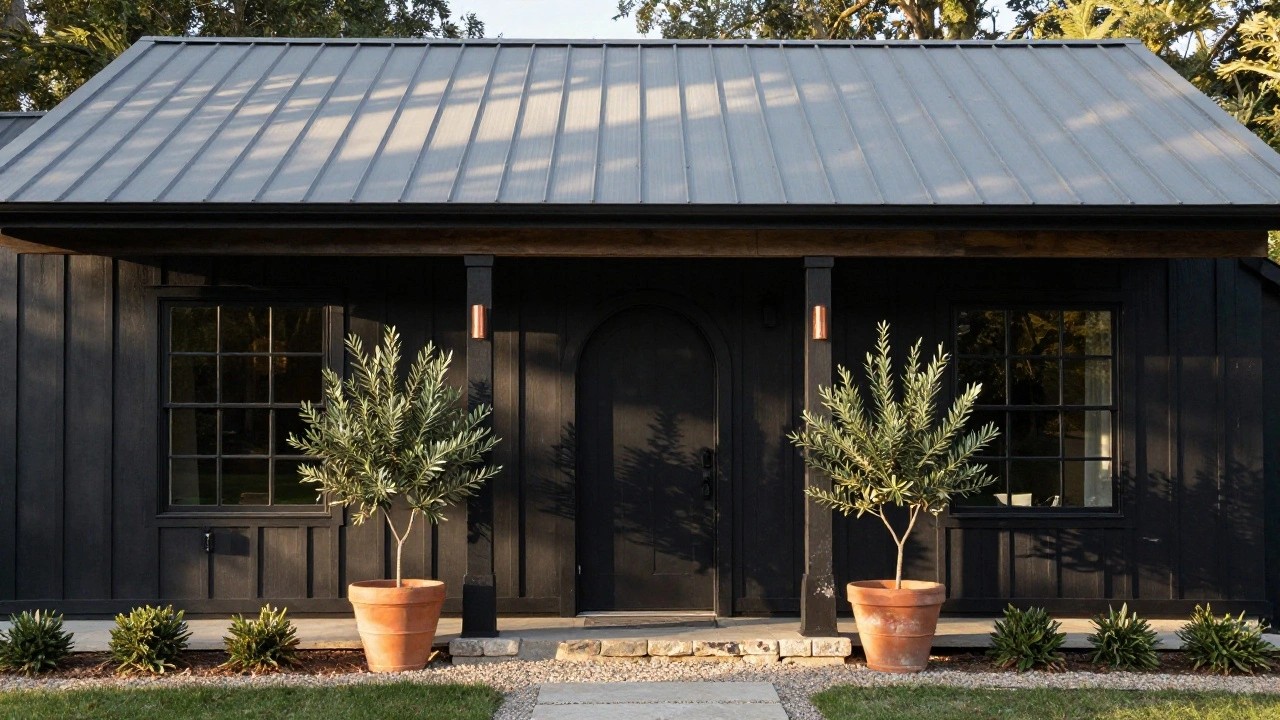 21 Black House Exterior With Grey Roof That Feels Balanced