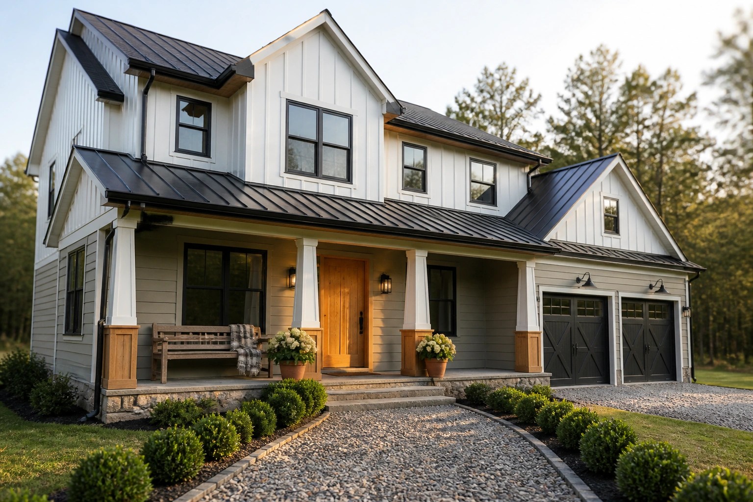 21 Inviting Modern Farmhouse Exterior Colors Centered Around White ...